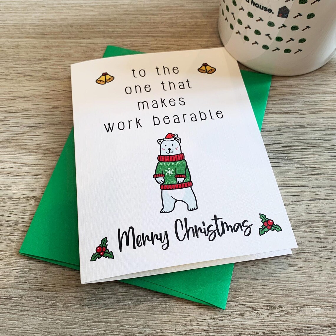 Funny Co-worker Christmas Card - Bear Pun X-mas Card - Etsy