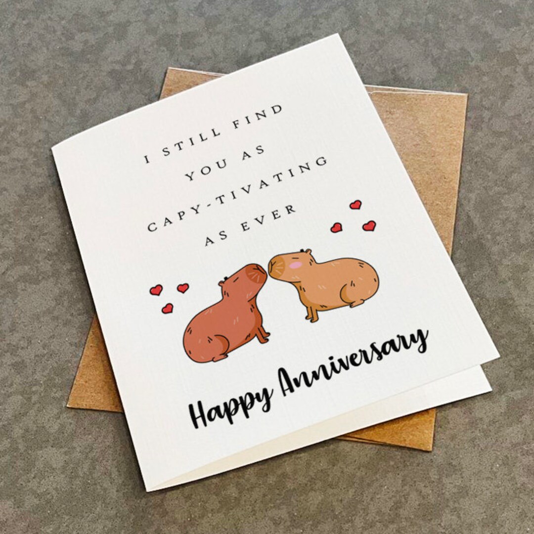 Funny Capybara Anniversary Card: 'capy-tivating' Greeting - Etsy