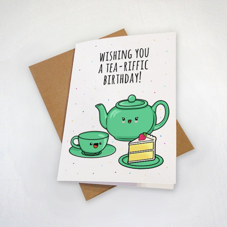 Cute Birthday Card for Tea Lovers Cup of Tea & Cake Birthday - Etsy Canada