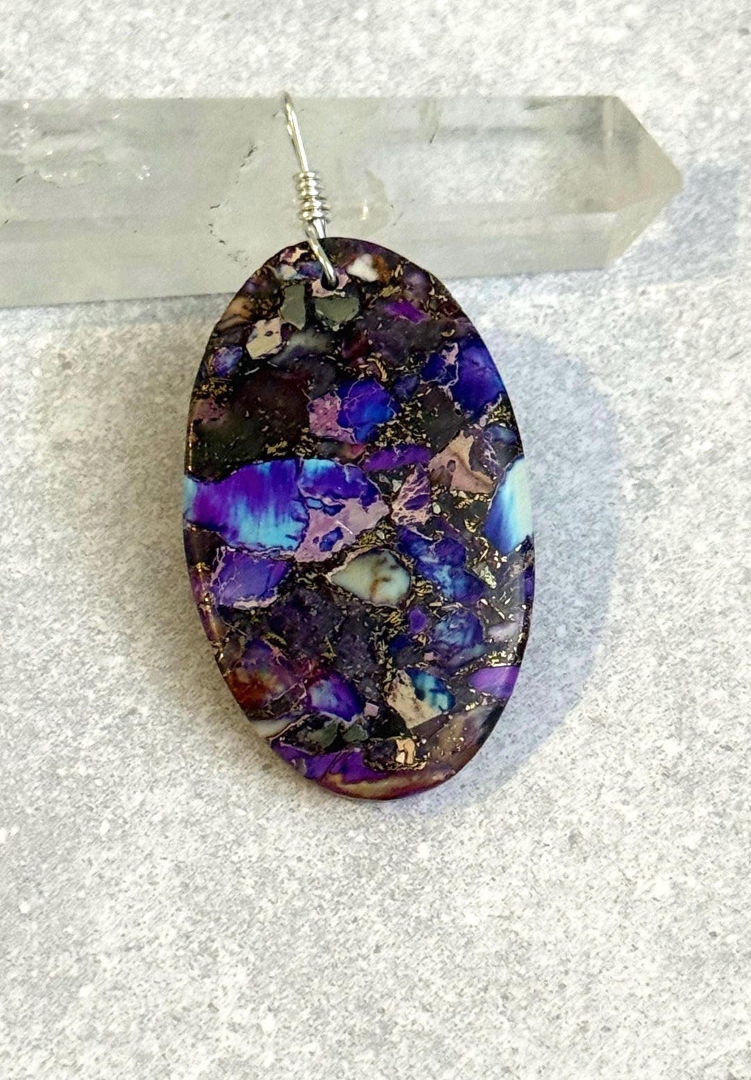 Midnight Purple Sea Sediment Jasper Pendant | Nebula Stone, Pyrite ...