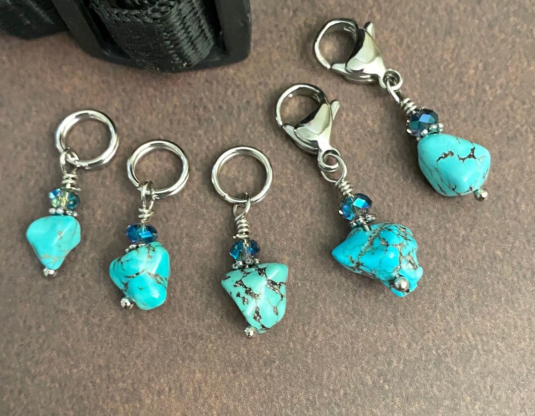 Tiny Turquoise Stone Dangle, Turquoise Stone Dog Tag, Turquoise Clip On ...