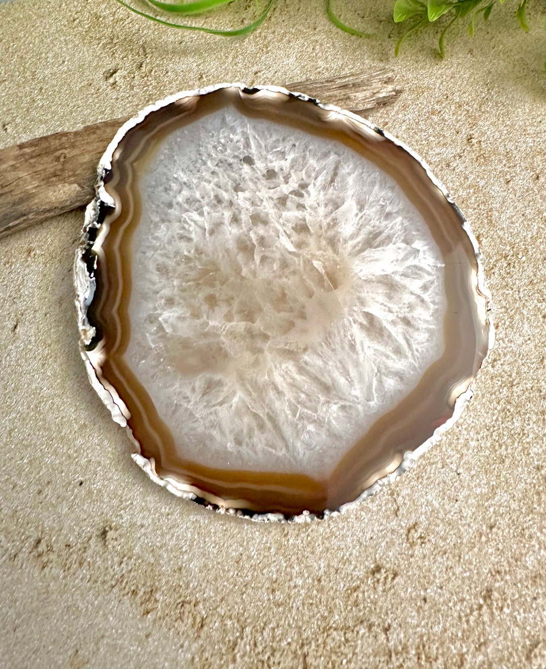 Brazilian Agate Slice: Natural Crystalized Decorative Stone (5.5x5 ...