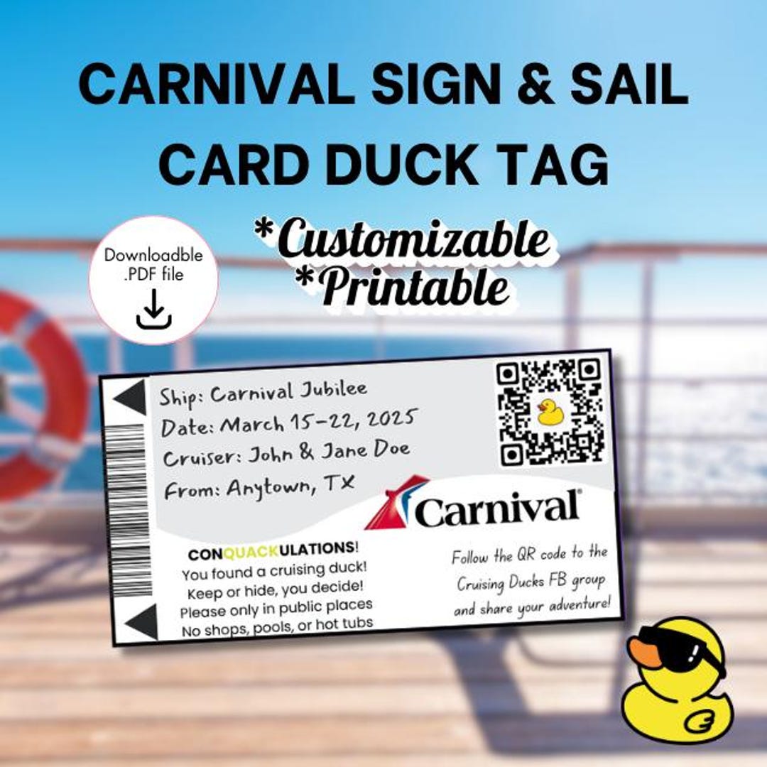 Cruise Duck Tags Printable: Editable Cruise Duck Tags, Cruise Duck ...