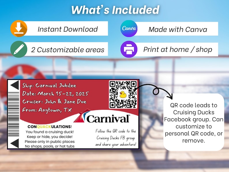 Carnival Cruise Duck Tags: Sign & Sail Card (printable Digital Download ...