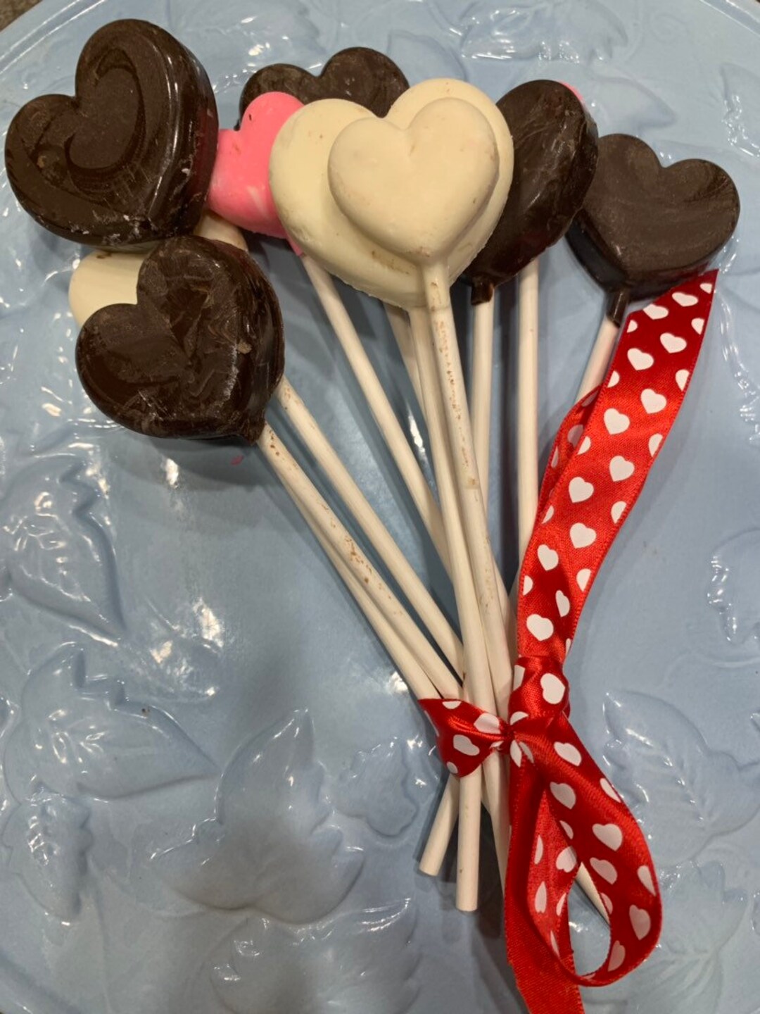 Chocolate Heart Pop Bouquet Valentines Day Lollipops - Etsy