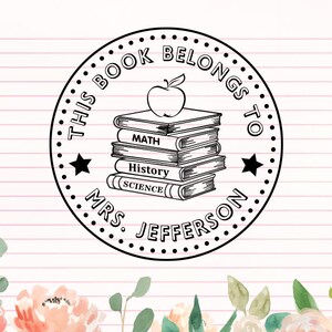 Personalized Teacher Stamp, This Book Belongs To, Please Return Stamp ...