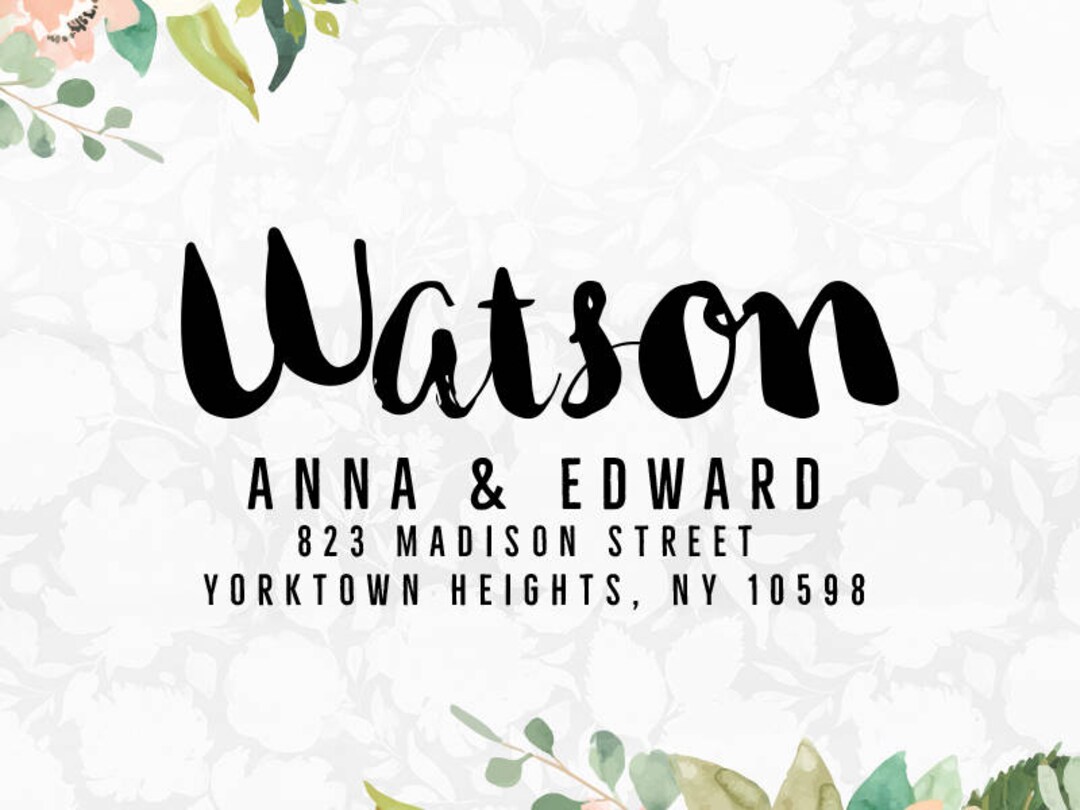 Custom Address Stamp, Brush Typography Stamp, Rubber Address Stamp ...