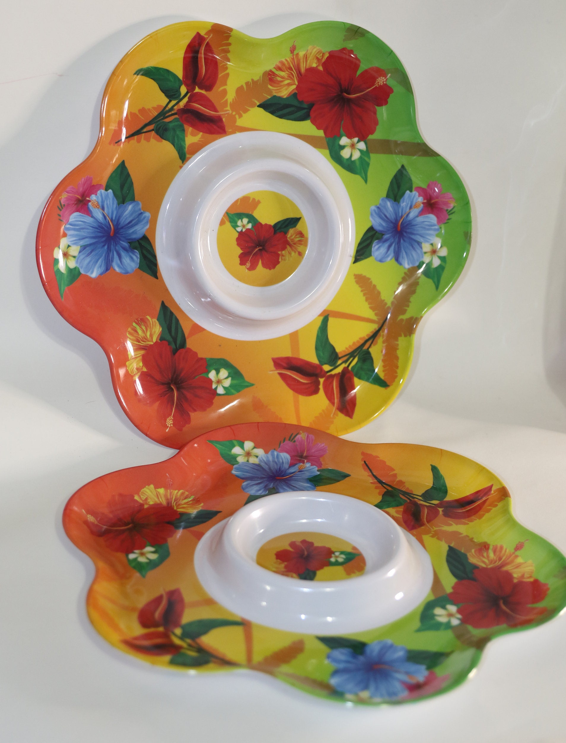 Floral Hawaiian Dish, Hibiscus Plate, Summer Party, Hawaiian Party - Etsy