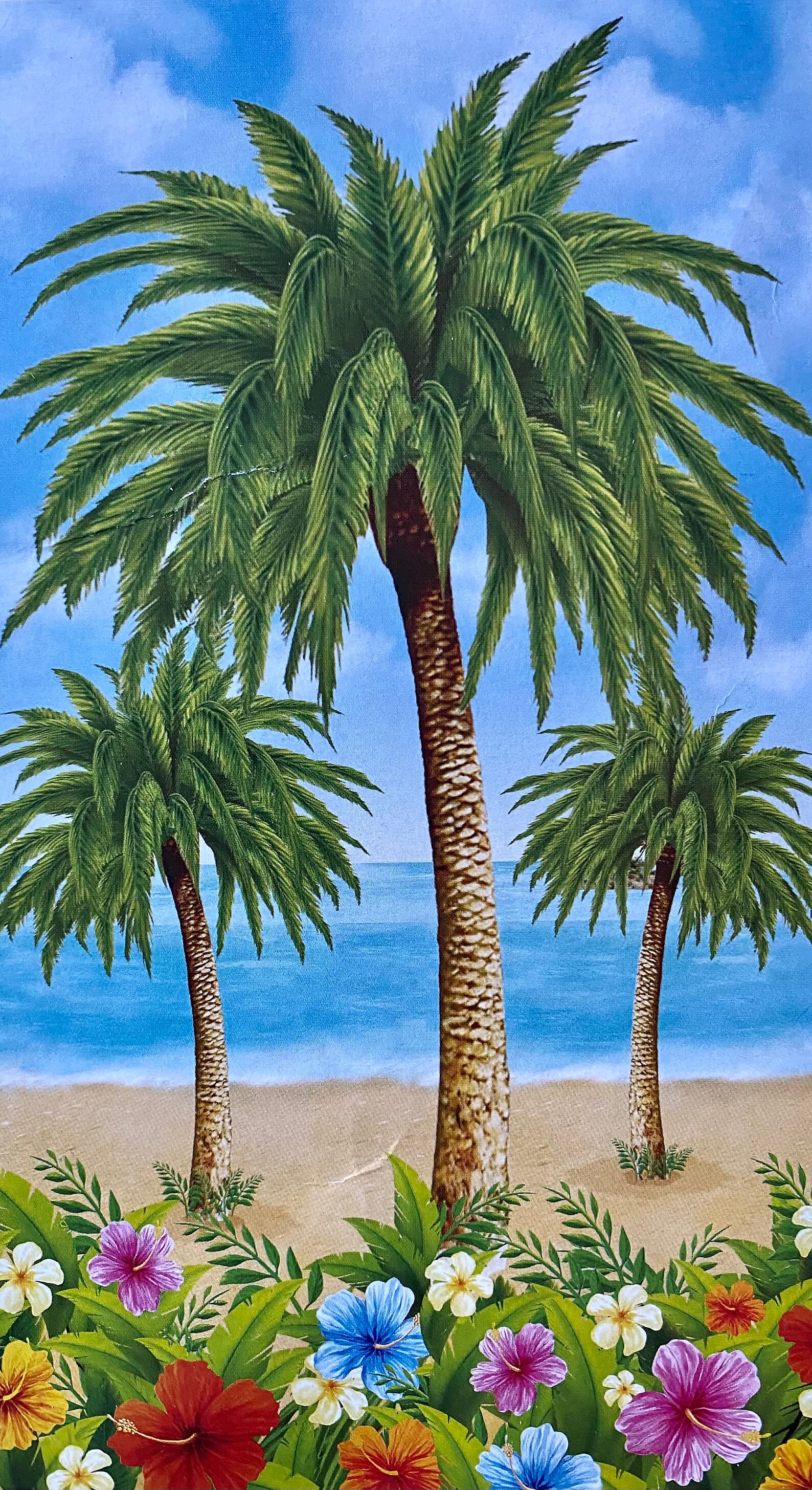Palm Tree Mural Decor, Palm Tree Door Decor, Tropical Party Mural, Palm ...