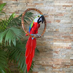 Catalina Macaw Parrot, Carved Wood, Tiki Bar Decor, Tropical Garden ...
