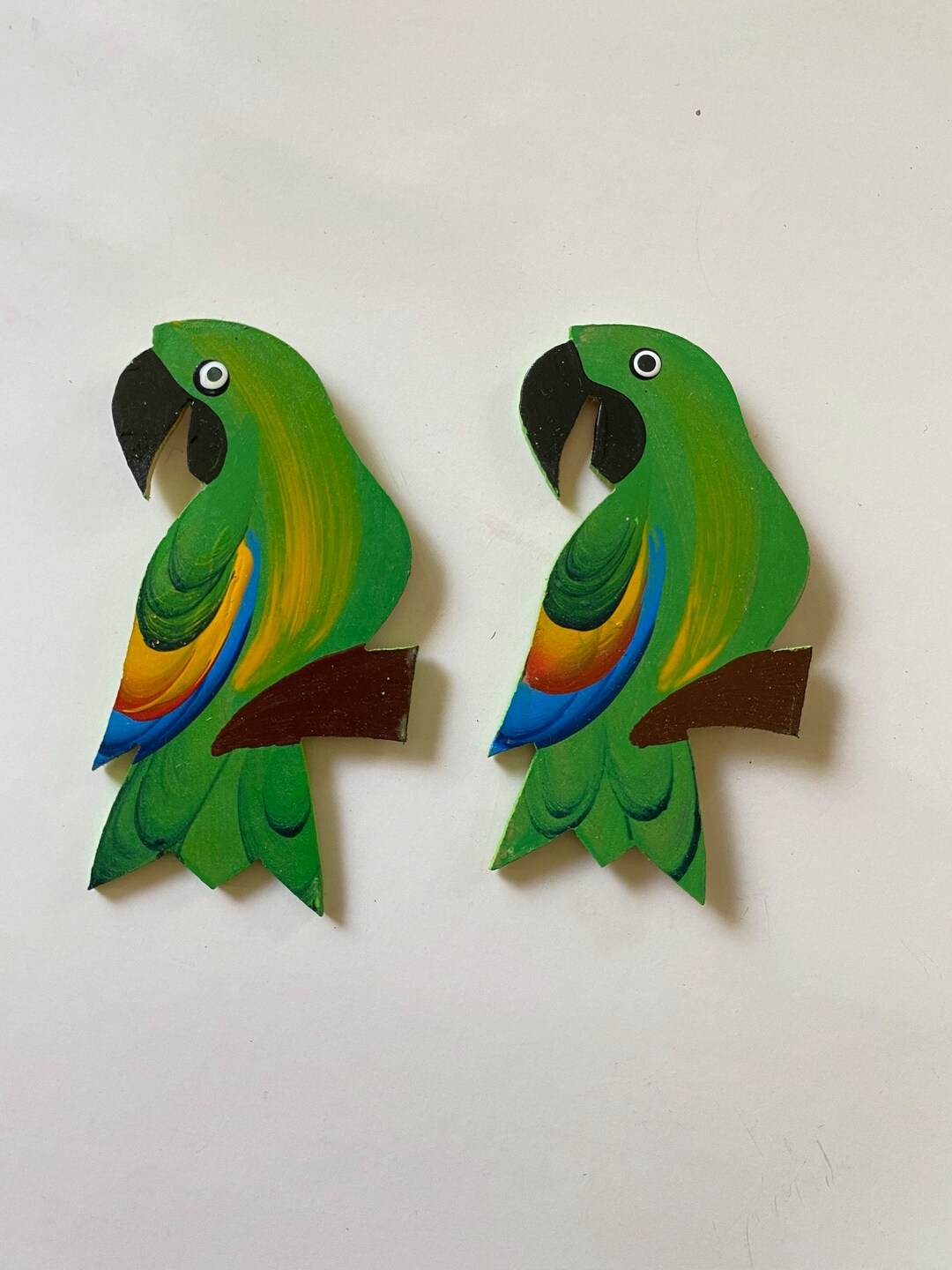 Green Parrot Magnets, Tiki Decor, Tropical Fridge Magnets, Tiki Room ...