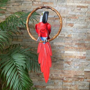 Catalina Macaw Parrot, Carved Wood, Tiki Bar Decor, Tropical Garden ...