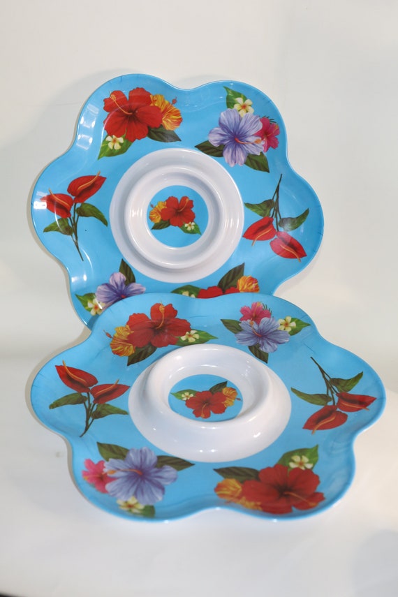 Floral Hawaiian Dish Hibiscus Plate Summer Party Hawaiian | Etsy