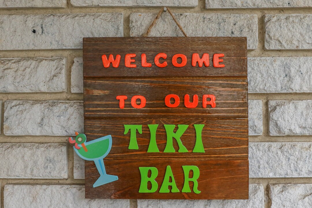 Tiki Bar Sign - Tiki Hut Bar Sign, Tiki Bar Decor, Tiki Lounge Plaque ...