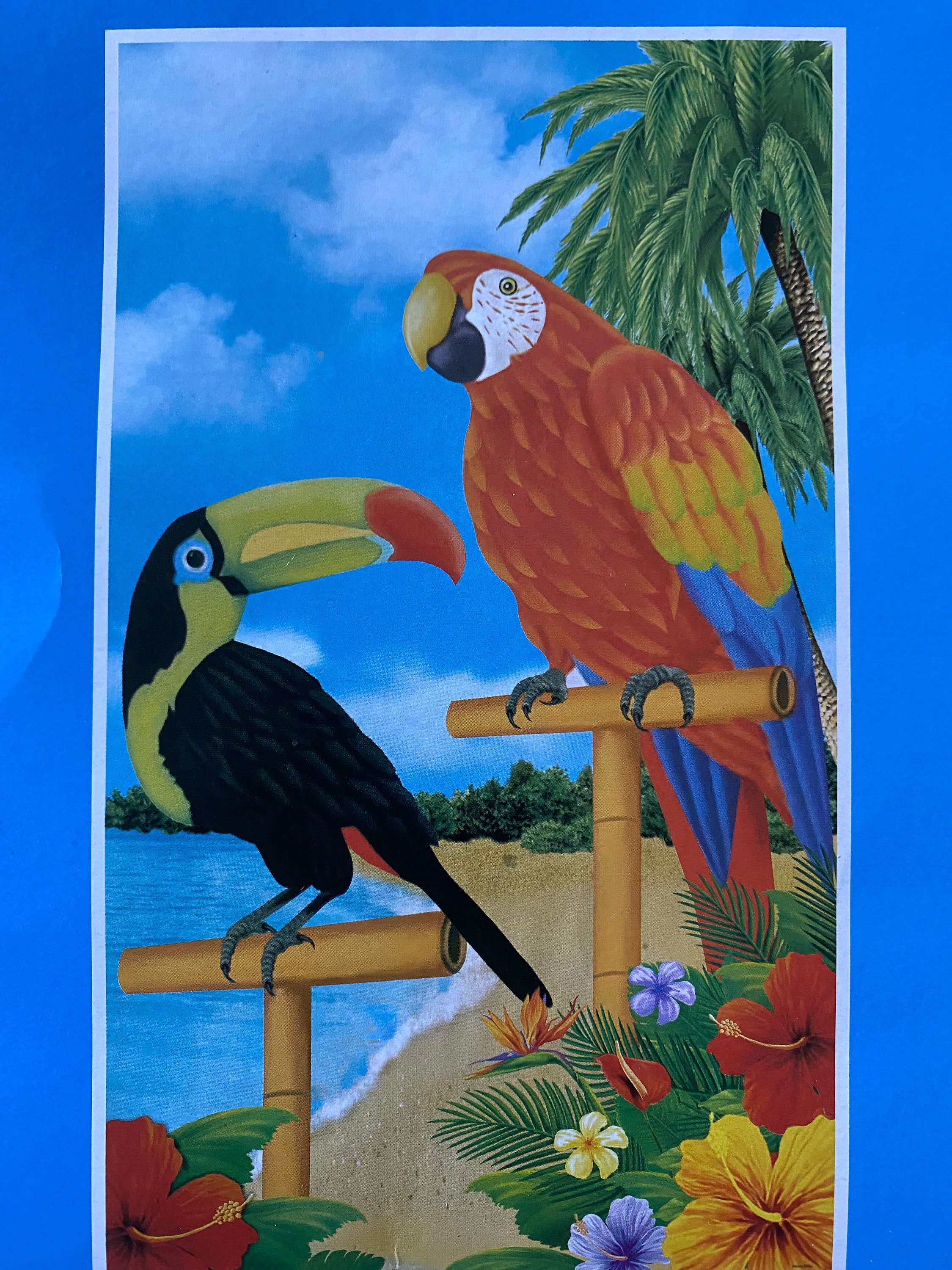 Parrot and Toucan Tropical Mural, Luau Party Decor - Etsy