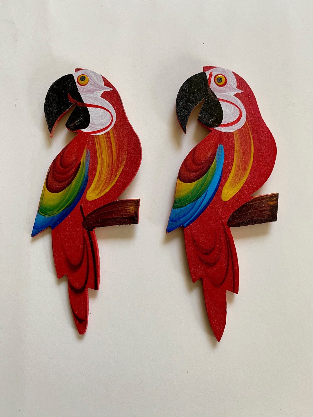 Red Macaw Parrot Magnets, Tiki Decor, Tropical Fridge Magnets, Tiki ...