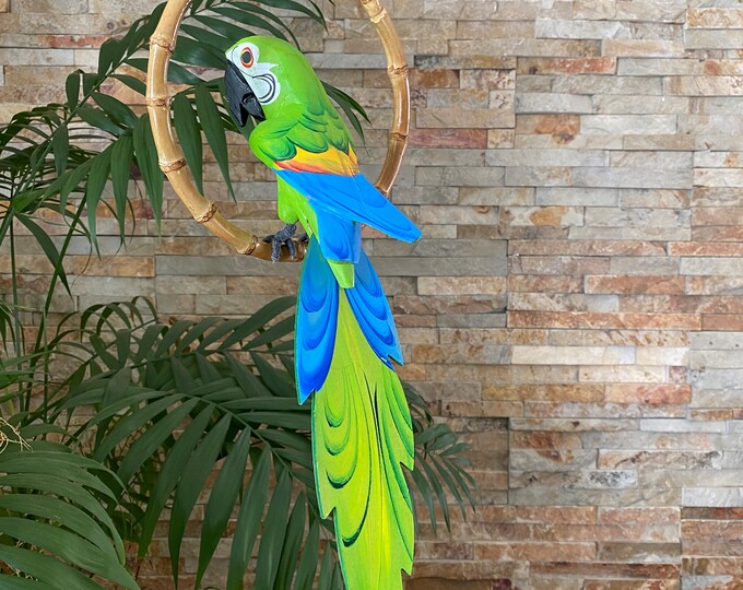 Green Macaw Parrot, Parrot Decor, Tiki Bar Decor, Garden Decor ...