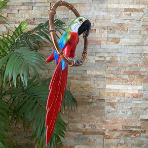 Catalina Macaw Parrot, Carved Wood, Tiki Bar Decor, Tropical Garden ...