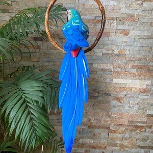 Catalina Macaw Parrot, Carved Wood, Tiki Bar Decor, Tropical Garden ...