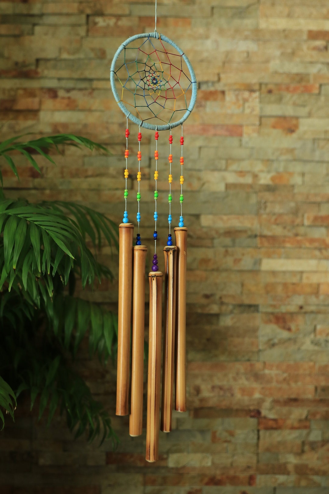 Bamboo Dream Catcher, Bamboo Wind Chimes, Boho Wind Chimes Garden Decor ...