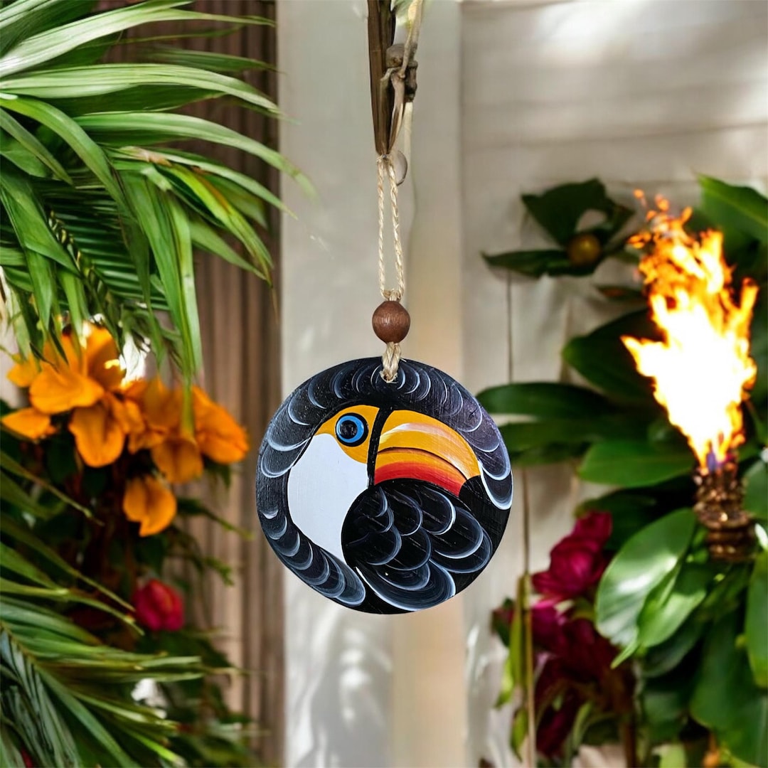 Hand Painted Toucan Ornament, Tropical Bird Wood Slice, Unique ...