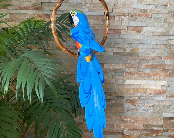Blue Macaw Parrot, Blue Parrot Decor, Hanging Parrot, Tropical Decor ...