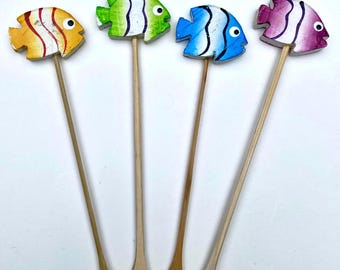 Wooden Parrot Swizzle Sticks, Appetizer Swizzle, Tiki Swizzle Sticks ...