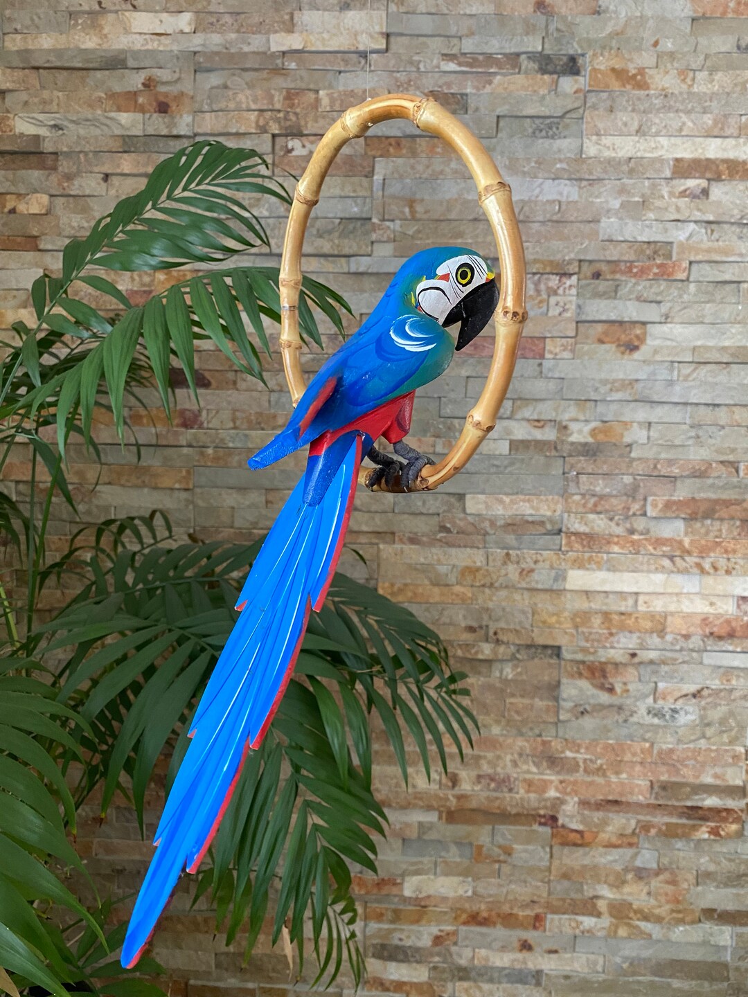 Catalina Macaw Parrot Carved Wood Tiki Bar Decor Tropical - Etsy