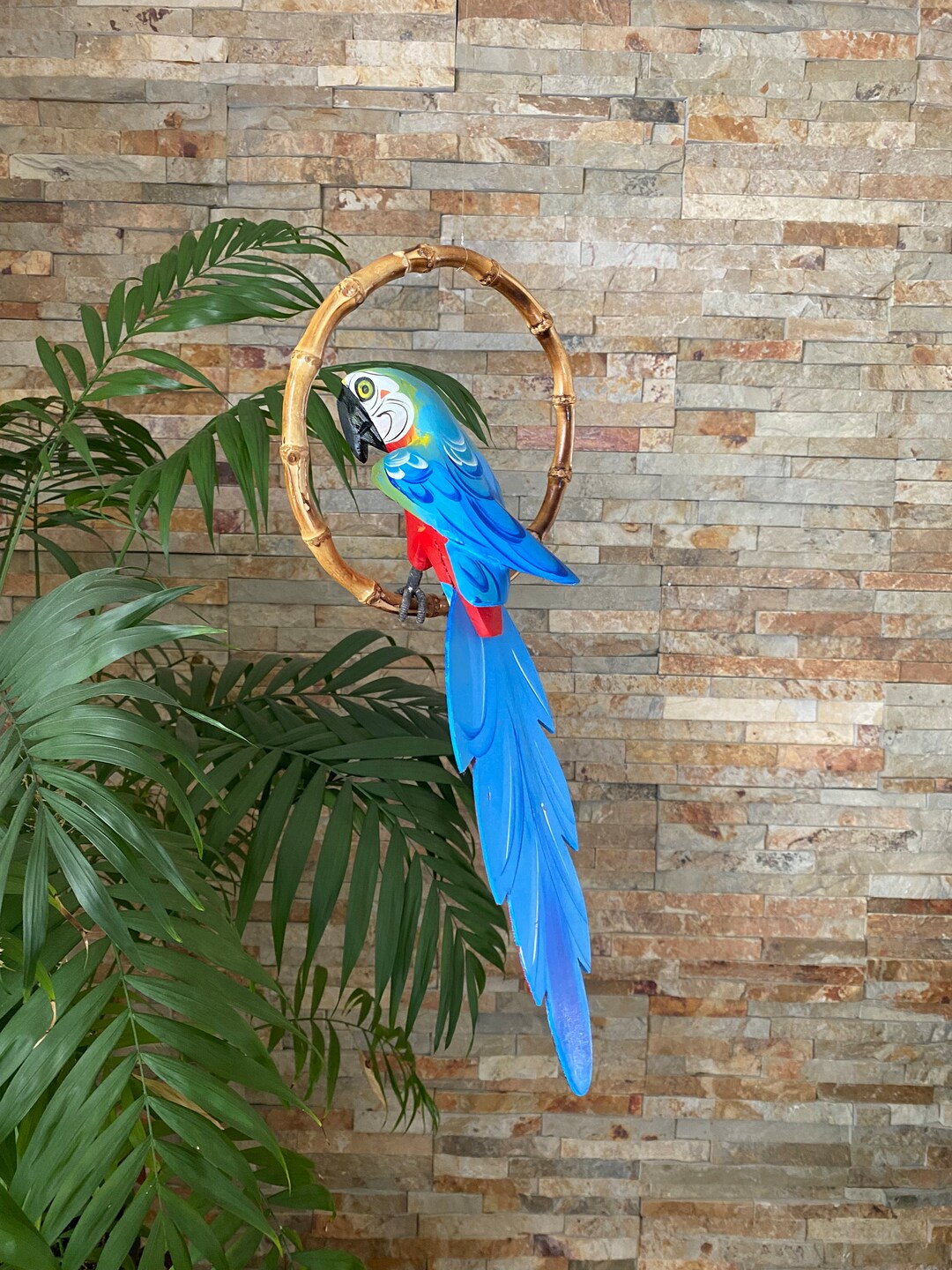 Catalina Macaw Parrot Carved Wood Tiki Bar Decor Tropical - Etsy