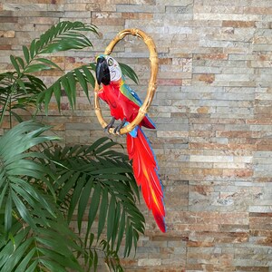 Catalina Macaw Parrot Carved Wood Tiki Bar Decor Tropical - Etsy