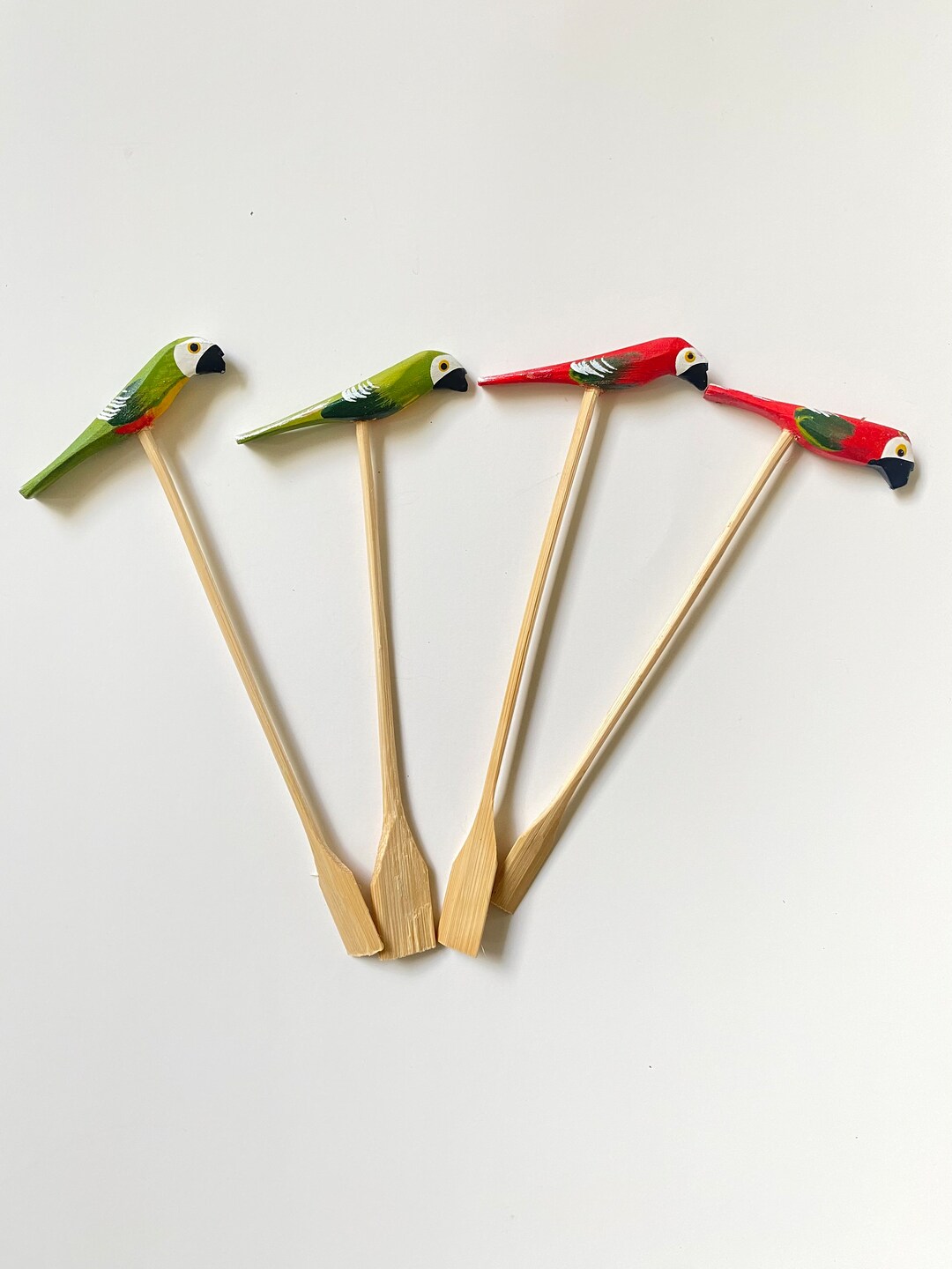 Wooden Parrot Swizzle Sticks, Appetizer Swizzle, Tiki Swizzle Sticks ...