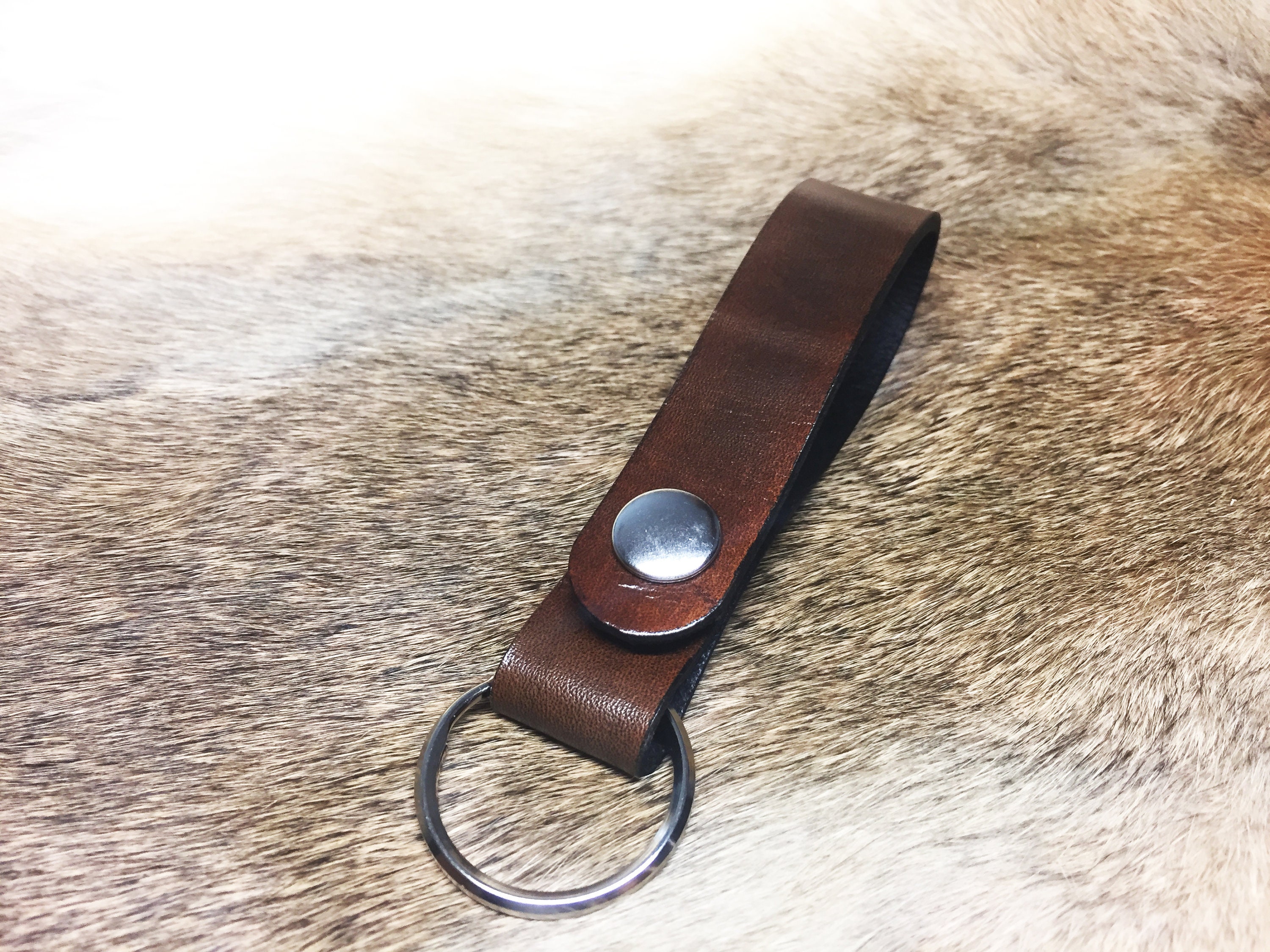 Leather Keychain/Key fob leather key holder Brown leather | Etsy