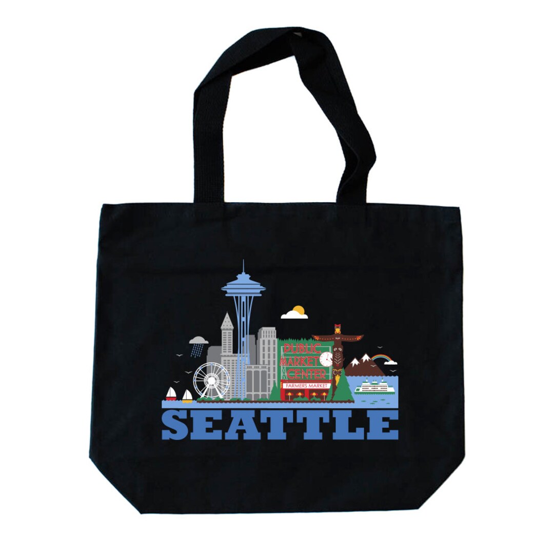 Cityscape Tote Bag Seattle Reusable Bag Canvas Tote - Etsy
