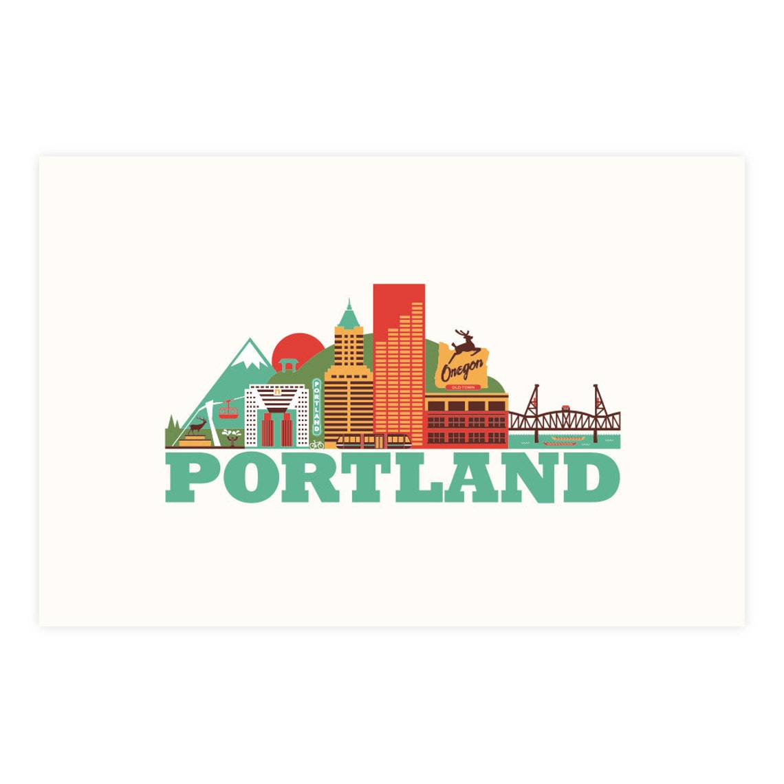 12 X 18 Poster Print Portland City Living Design - Etsy