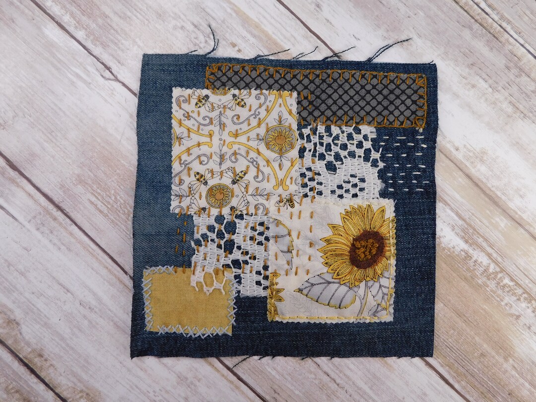 Denim Patch, Slow Stitch, Hippie, Boho, Shabby Chic, Upcycled, Visible ...