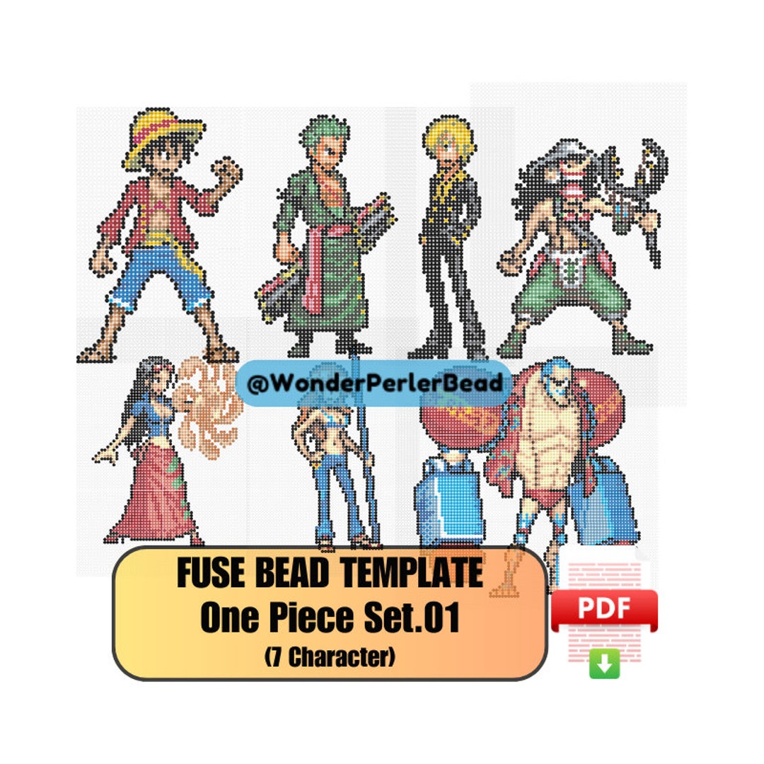 One Piece Set.01 7 Character Perler Bead Pattern Template - Etsy