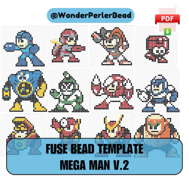 Mega Man 2 ( 12 Character) - DIGITAL FILE ONLY Perler Bead Pattern - Etsy