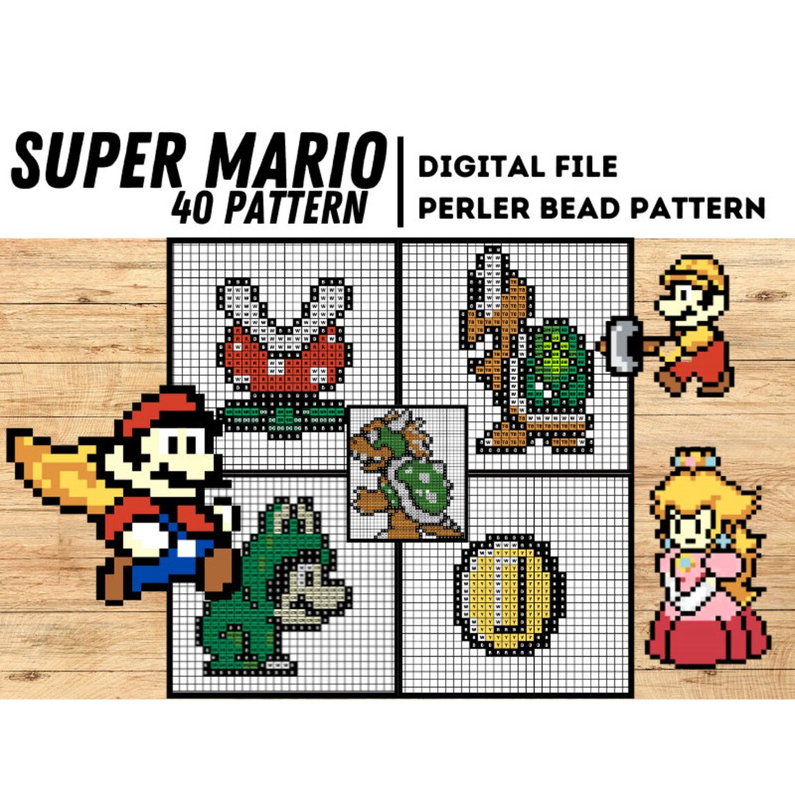 Super Mario Set 40 Pattern - DIGITAL FILE ONLY Perler Bead Pattern - Etsy