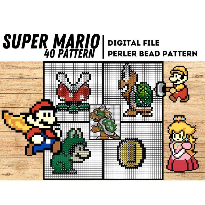 Super Mario Set 40 Pattern - DIGITAL FILE ONLY Perler Bead Pattern - Etsy