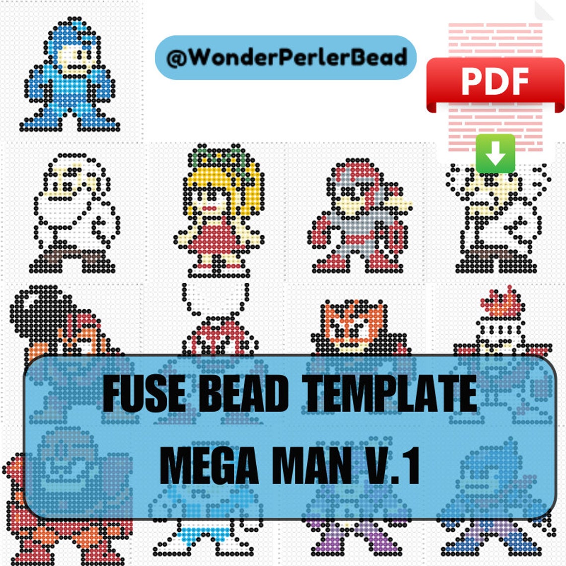 Mega Man 1 ( 13 Character) Pattern - DIGITAL FILE ONLY Perler Bead ...