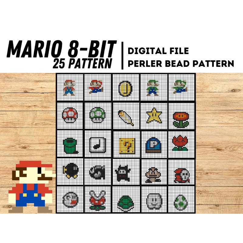 Mario 8-bit 25 Pattern - DIGITAL FILE ONLY Perler Bead Pattern - Etsy