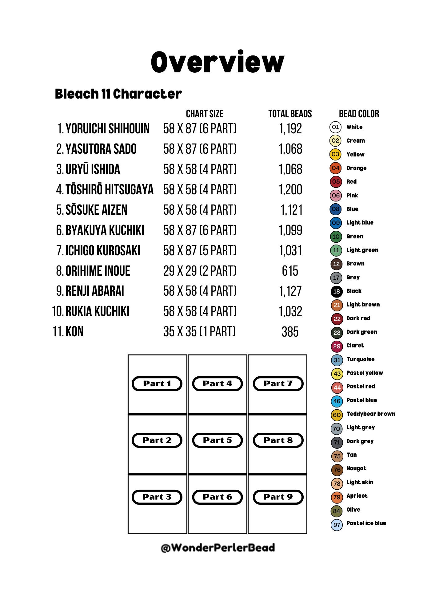 Bleach Set (11 Character) - DIGITAL FILE ONLY Perler Bead Pattern - Etsy