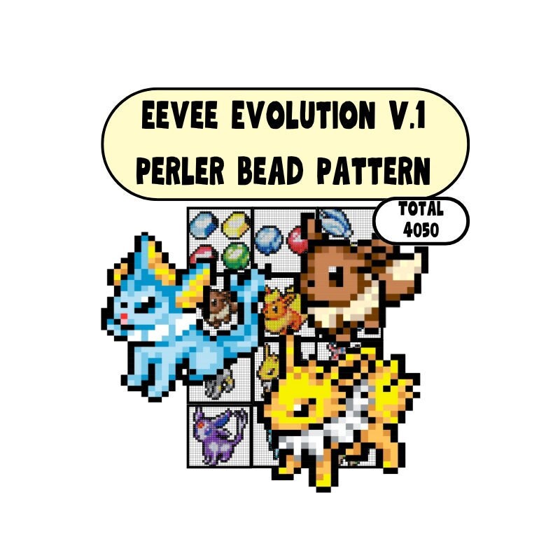 Eevee Evolution V.1 9 Character 8 Eevee Evolution Stone Perler Bead ...