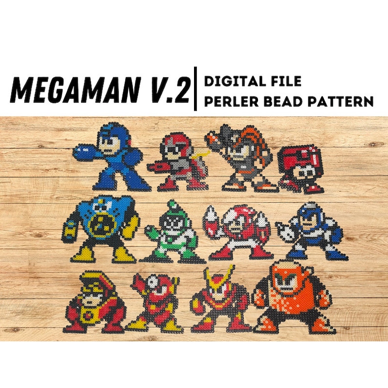Mega Man 2 ( 12 Character) - DIGITAL FILE ONLY Perler Bead Pattern - Etsy