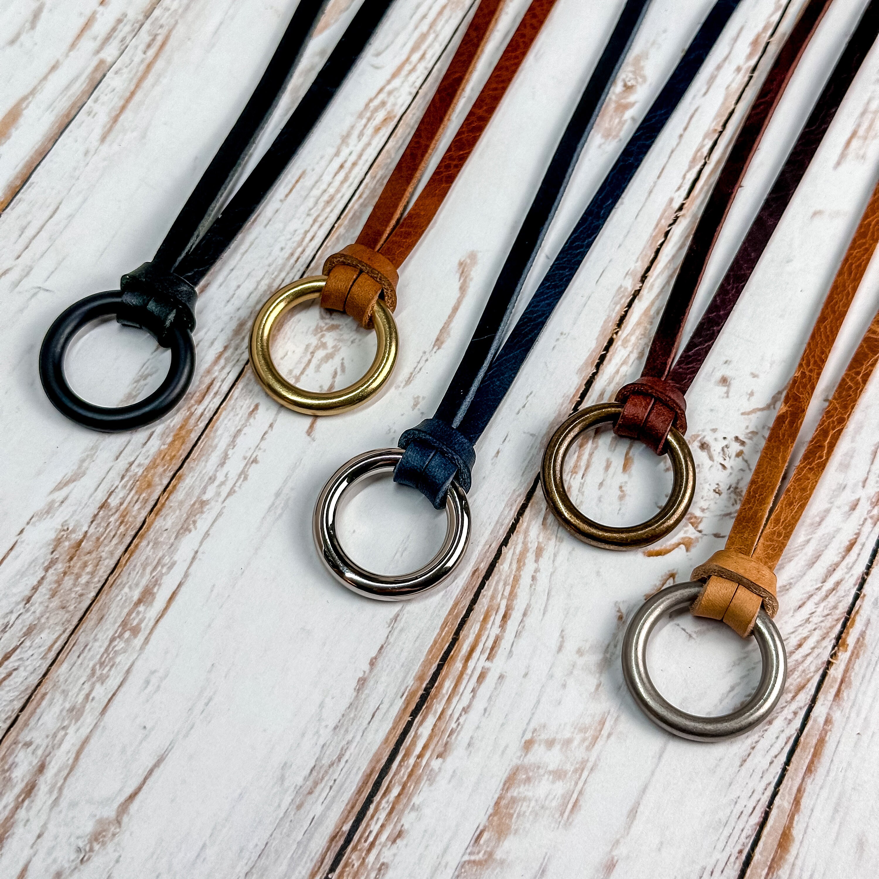 Classic O-ring Leather Necklace, Adjustable Boho Petite Classic O-ring Leather Necklace, Adjustable Boho Petite