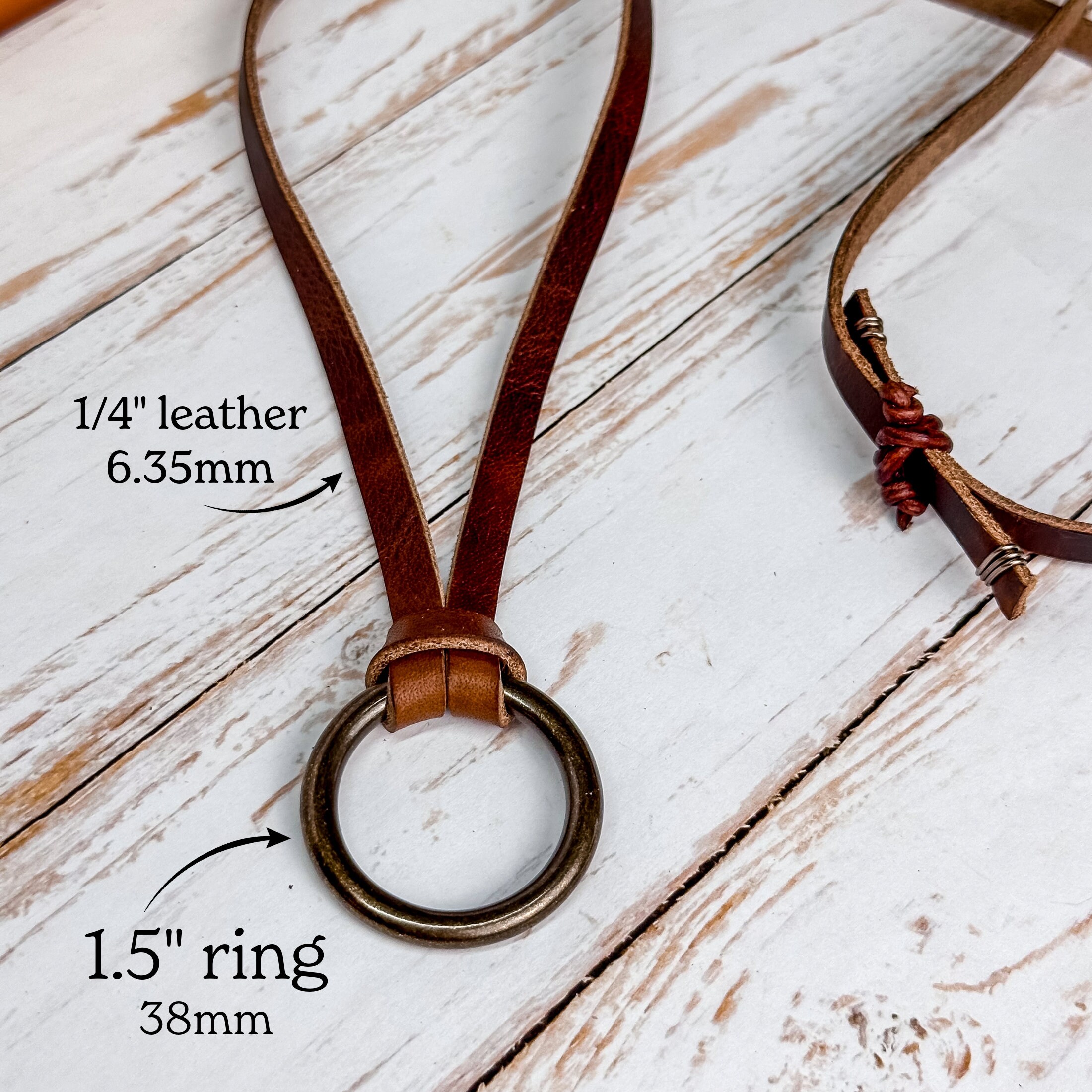 O Ring Boho Leather Necklace, Adjustable Circle Pendant, Custom Jewelry ...