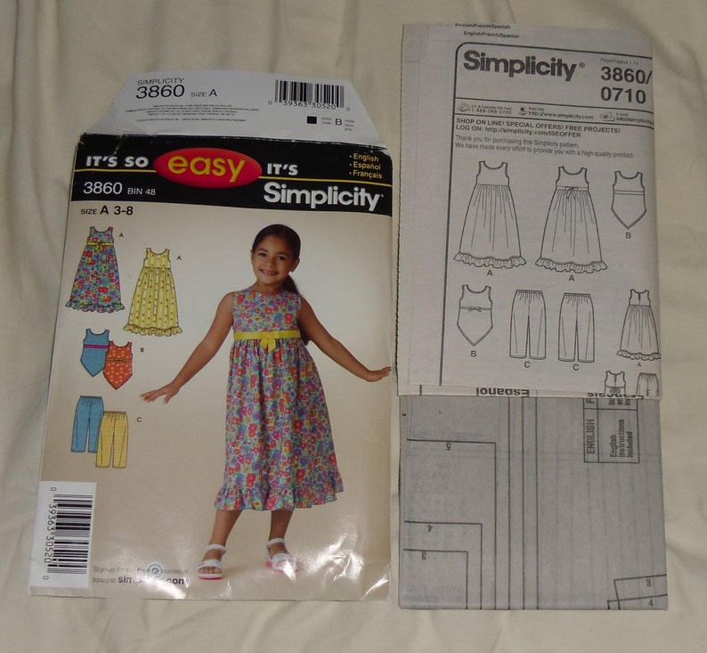 It's so Easy It's Simplicity Pattern 3860 Size A 3-8 - Etsy