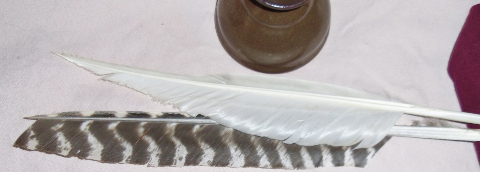 Handmade Pottery Inkwell With 2 Handcut Feather Quills Dip Pens - Etsy