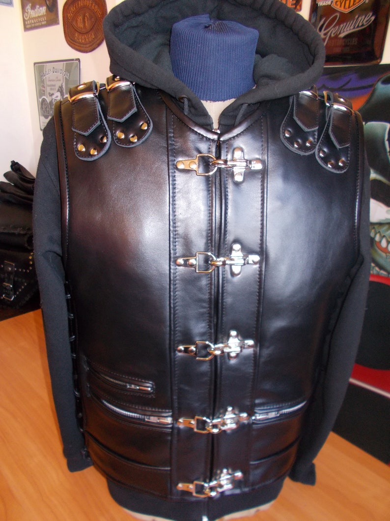 Biker Vest.patch Vest. Genuine Leather-1,8mm.black.handmade. - Etsy