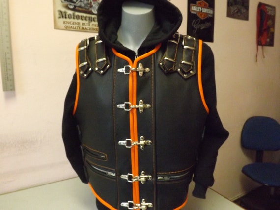 Biker Vest. Patch Vest. Genuine Leather: 1.8mm. Black Vest | Etsy